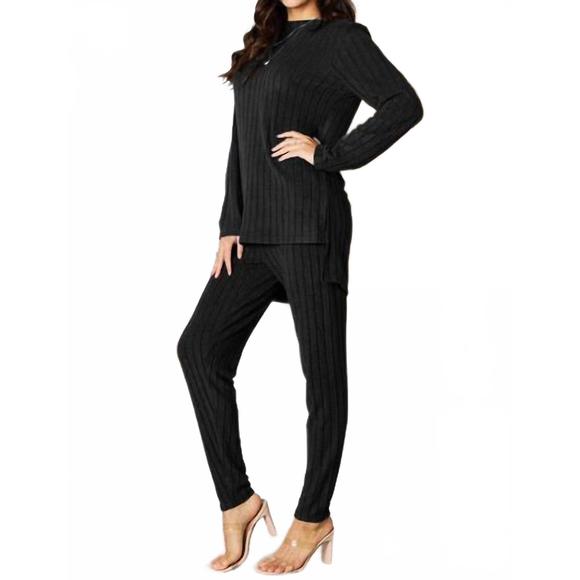 Basic Bae | Other | New Basic Bae Ribbed Highlow Slit Top And Pants Set ...